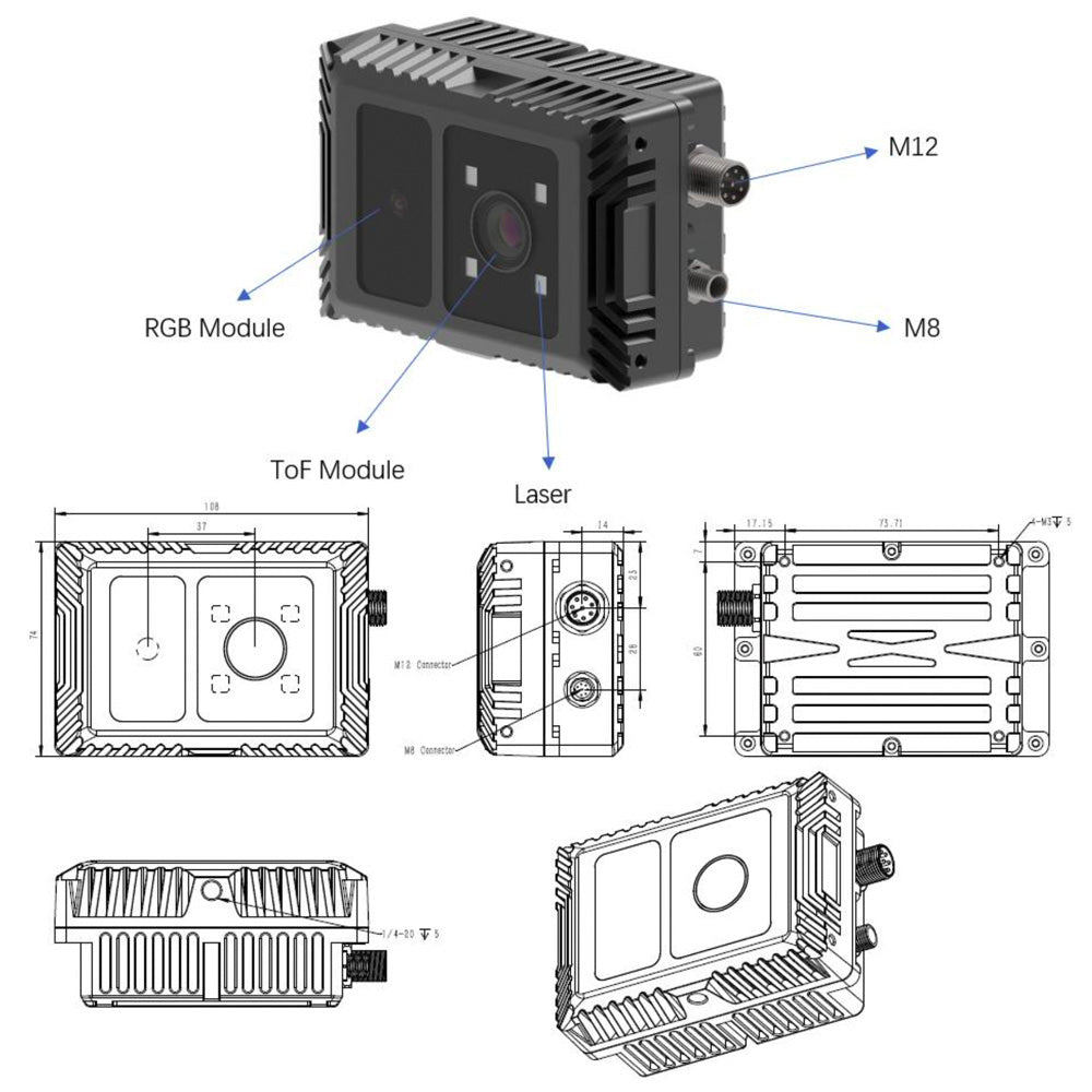 Synexens Industrial Outdoor 10m TOF Sensor Depth 3D camera Rangefinder ...
